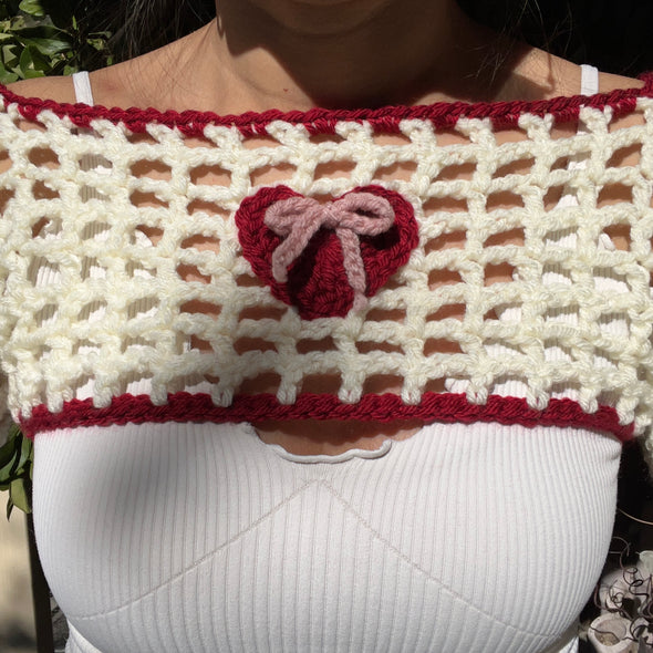 Heart And Bow Fairy Flare Sleeve Shrug (Light Cream/Dark Red) – Lust ...